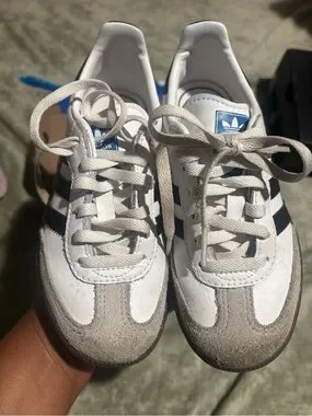 adidas | Shoes | Adidas Kids White And Blue Retro Sneakers | Poshmark